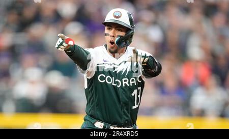 Colorado Rockies second baseman Alan Trejo (13) in the fourth inning of ...