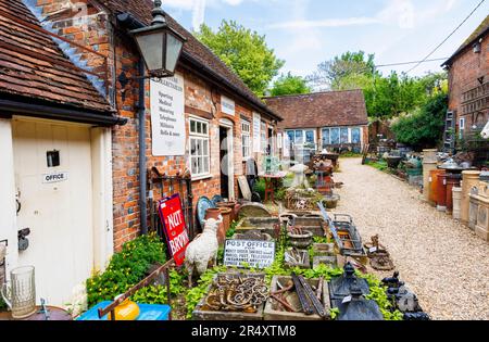 Antiques displayed outside Below Stairs antique shop in Hungerford, a ...