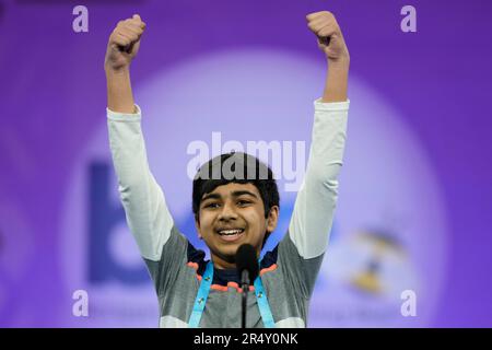 Akash Vukoti, 14, from San Angelo, Texas, competes during the Scripps ...