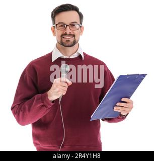 Talk Show TV Program: Handsome White Male Presenter Standing in ...