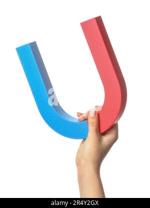 Female hand with big magnet isolated on white background Stock Photo ...