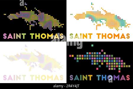 Saint Thomas dotted map. Digital style shape of Saint Thomas. Tech icon ...
