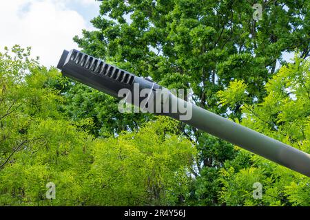 A modern Panzerhaubitze 2000 camouflage armored self-propelled howitzer ...