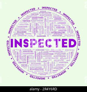 Grunge blue inspected word round rubber seal stamp on white background ...