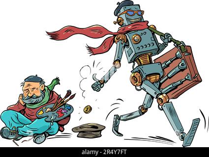 AI Replacing Human on White Stock Vector Image & Art - Alamy