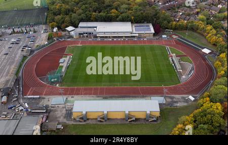 Aerial view of the Melbourne Stadium, home of Chelmsford City FC. It is ...