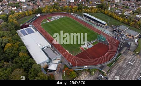 Aerial view of the Melbourne Stadium, home of Chelmsford City FC. It is ...