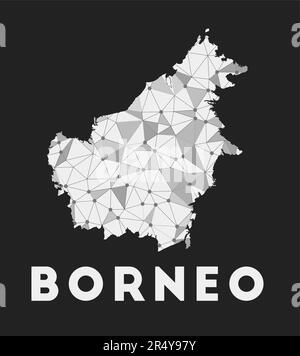Borneo icon. Vector polygonal map of the island. Borneo icon in ...