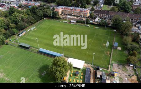 Aerial view of the Pakex Stadium Parkfield, home of Potter Bar Town FC ...