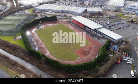 aerial view of Robin Park Arena, Wigan, Lancashire, UK Stock Photo - Alamy