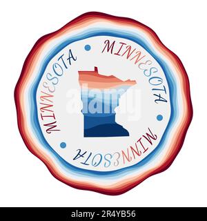 Minnesota round stamp. Round logo with us state map and title. Stylish ...