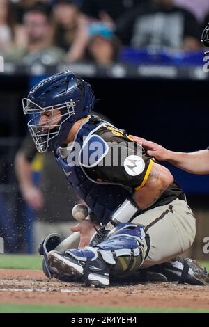 San Diego Padres catcher Gary Sanchez catches a pitch during the first ...