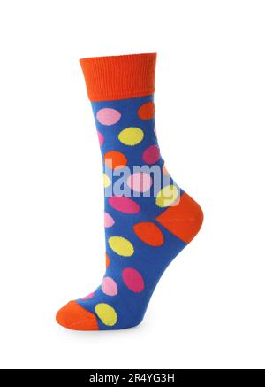 A colorful sock, isolated on white background Stock Photo - Alamy