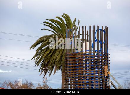 Rail Bridge footing rebar rods, a Superstructure under construction ...