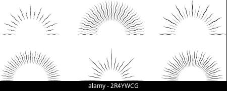 Half curved sunburst frame set. Vintage sunrise and sunset collection ...