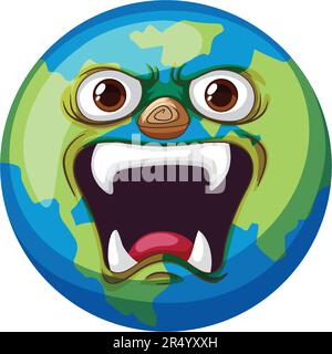 Earth cartoon with evil facial expression illustration Stock Vector Image & Art - Alamy
