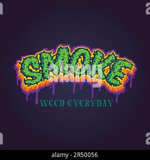 Sativa typeface cannabis buds letter effect illustrations vector ...