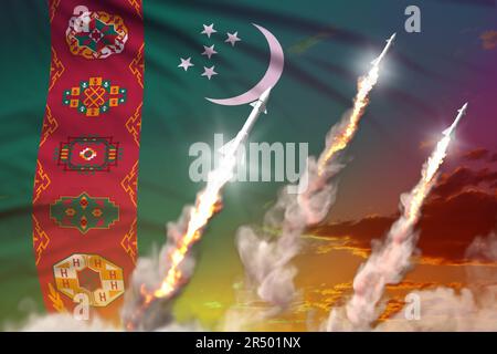 Modern strategic rocket forces concept on flag fabric background ...