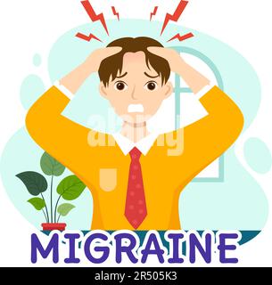 A woman suffers from headaches and migraines. Vector illustration Stock ...