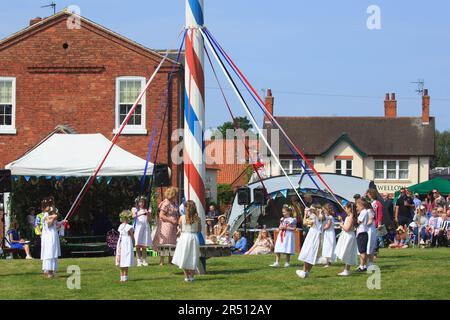 Wellow Maypole dancing held on the village green in Wellow ...