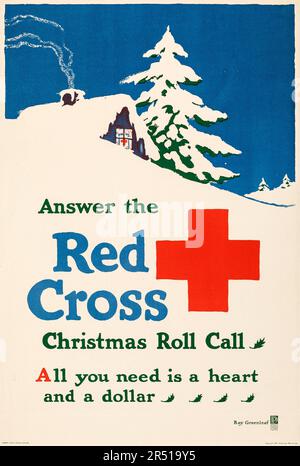 An American Red Cross propaganda poster to promote support for the Red ...