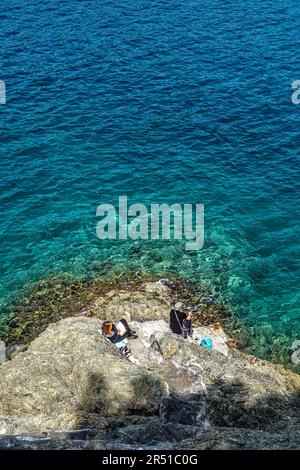 View of the gulf of Levanto in the Italian Riviera, near Cinque Terre ...