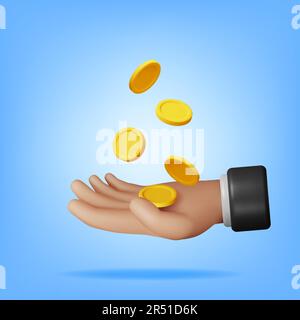 3D hand full of gold coins isolated Stock Vector Image & Art - Alamy