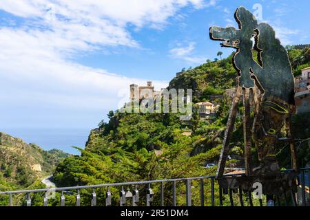 Sicilian mountain village Savoca, famous for Godfather movie. Province ...