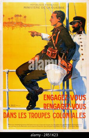Vintage Poster French Colonial Troops War Recruitment Cambodia Vietnam ...
