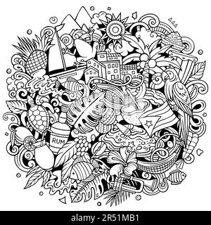 Puerto Rico cartoon vector doodle designs set. Colorful detailed ...
