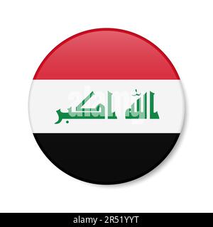 Iraq circle button icon. Iraqi round badge flag with shadow. 3D ...