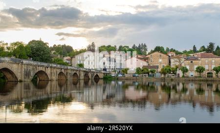 The medieval town of Confolens situated on the Vienne river Stock Photo ...