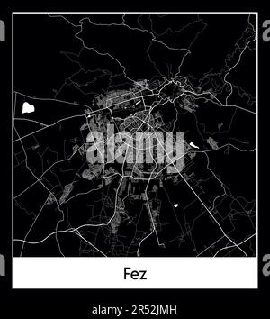 Fez Morocco Africa City map blue print vector illustration Stock Vector ...