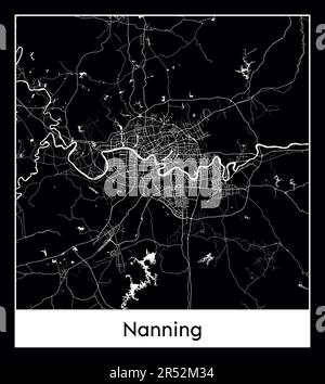 City Map Nanning China Asia vector illustration black white Stock ...