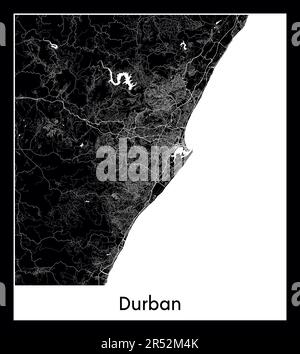 Streets of Durban, city map, South Africa. Street map Stock Vector ...