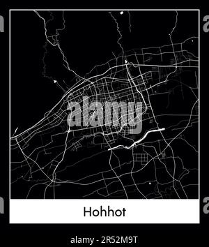 Hohhot China Asia City map blue print vector illustration Stock Vector ...