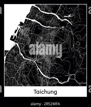 Taichung China Asia City map blue print vector illustration Stock ...