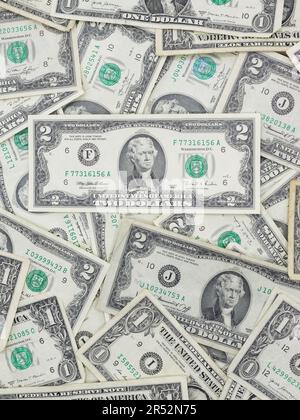 Numerous One and Two Dollar Bills Laying Flat on a Table - Odd Unique ...