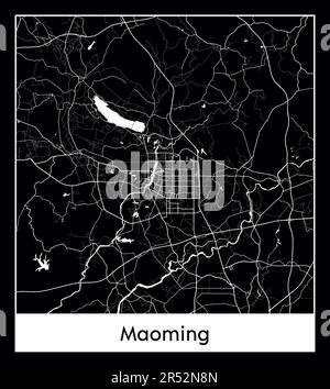 City Map Maoming China Asia vector illustration black white Stock ...