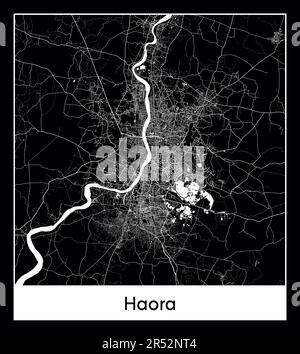City Map Haora India Asia vector illustration black white Stock Vector ...