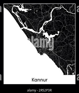 City Map Kannur India Asia vector illustration black white Stock Vector ...