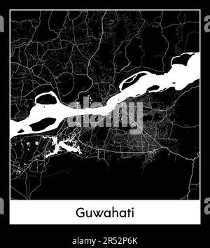 City Map Guwahati India Asia vector illustration black white Stock ...