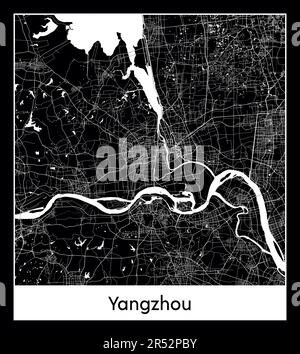 Yangzhou China Asia City map blue print vector illustration Stock ...