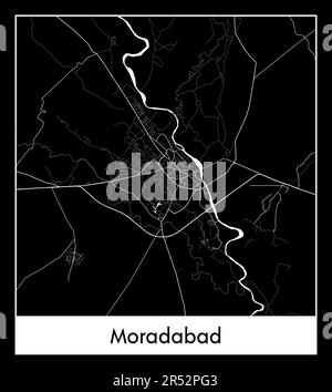 City Map Moradabad India Asia vector illustration black white Stock ...