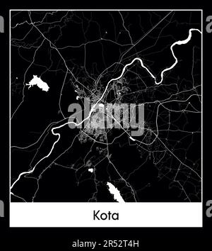 Kota India Asia City map blue print vector illustration Stock Vector ...