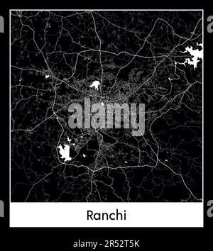 City Map Ranchi India Asia vector illustration black white Stock Vector ...