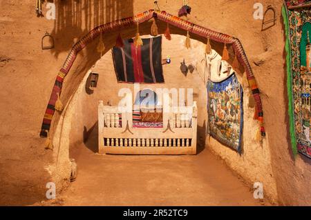 Interior of traditional beehive mud house, mud houses, mud hut, Harran ...