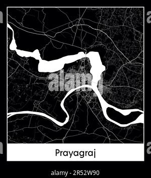 City Map Prayagraj India Asia blue print round Circle vector ...