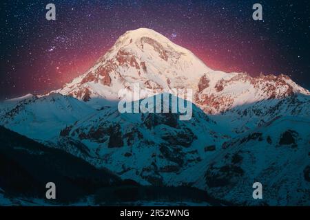 Georgia. Winter Bold Bright Night Starry Blue Gradient Sky With Glowing ...