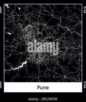 City Map Pune India Asia vector illustration black white Stock Vector ...